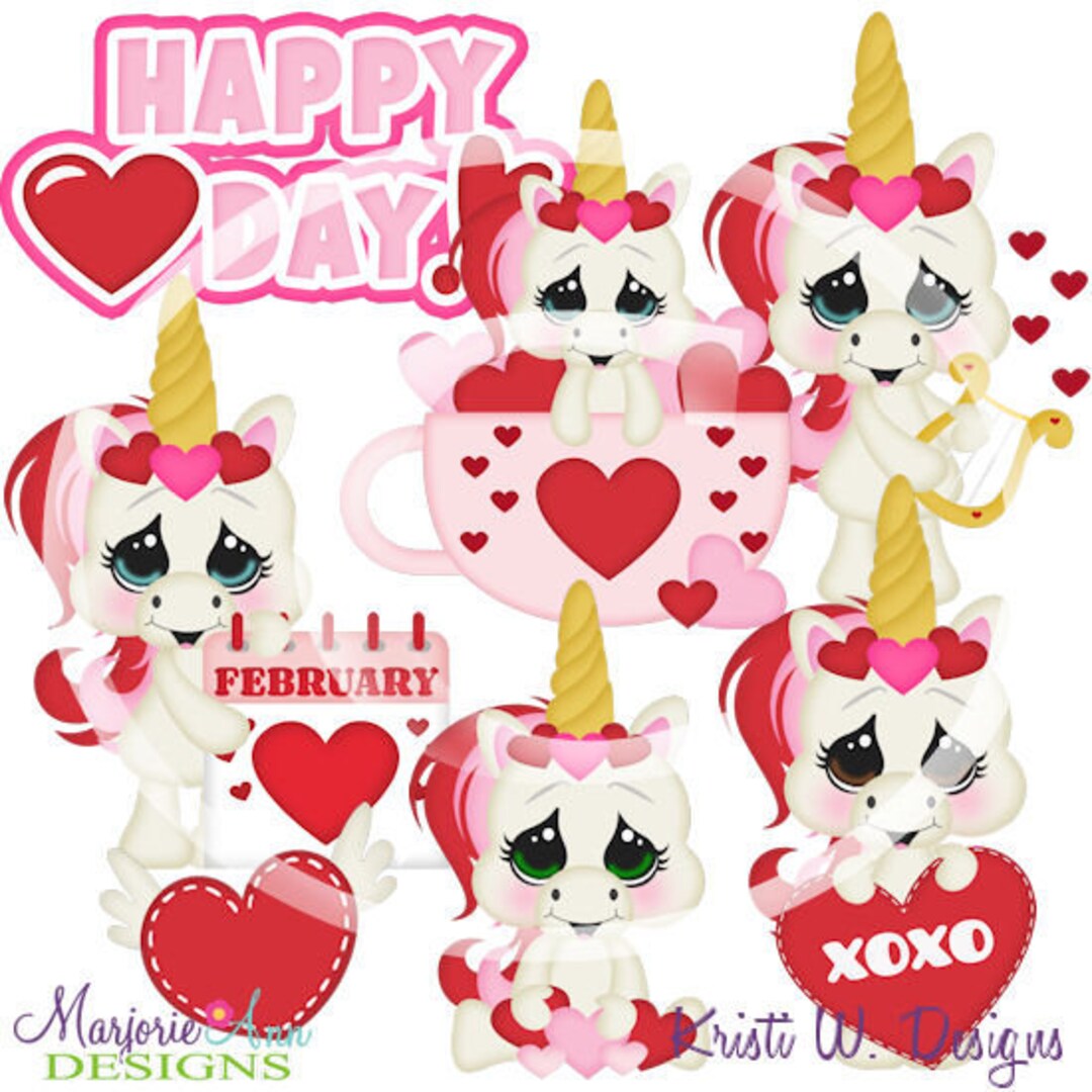 Valentine Unicorns Clip Art-digital Clipart-png Clip Art-digital ...
