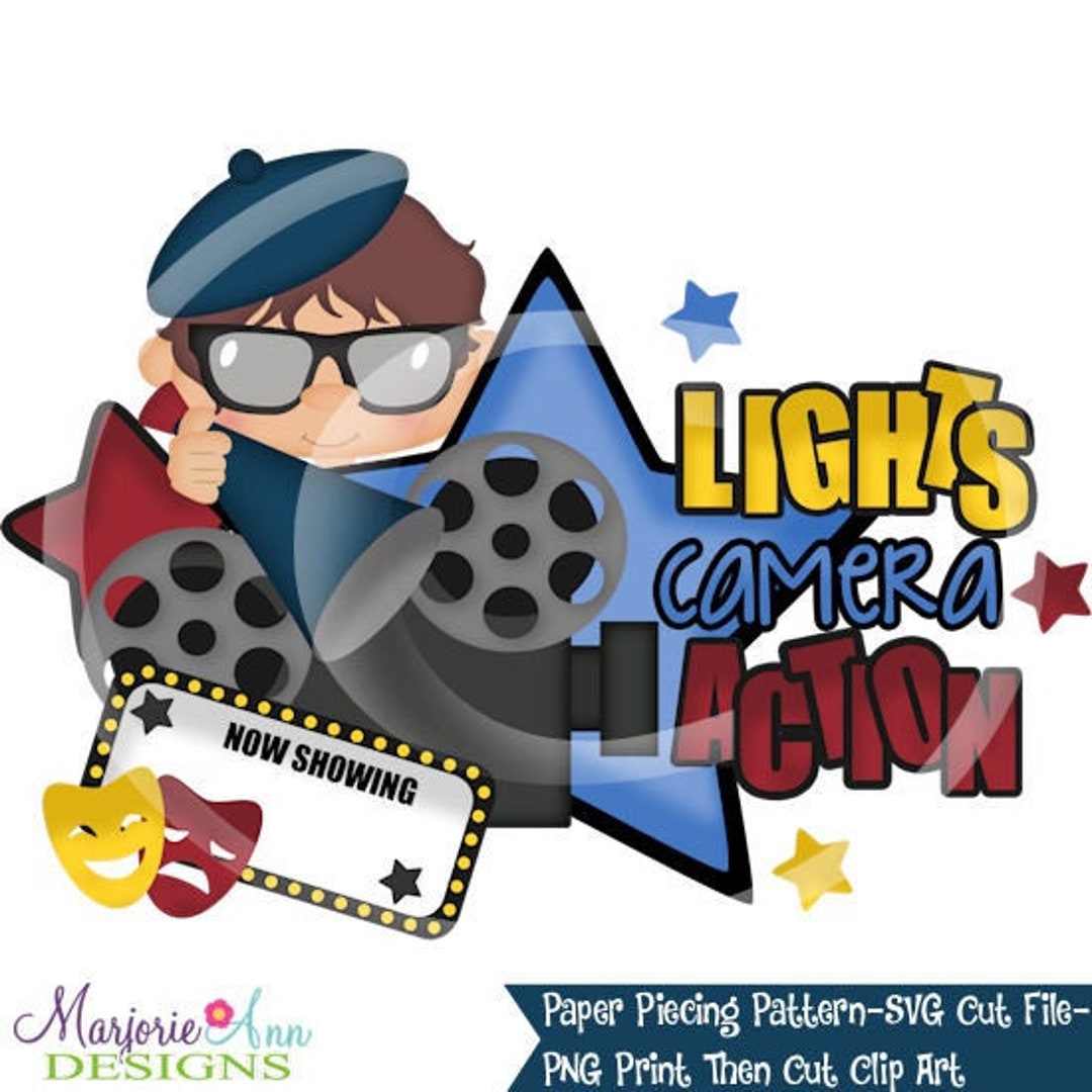 SVG Cut Files/paper Piecing/png Clip Art-lights Camera Action Boy ...