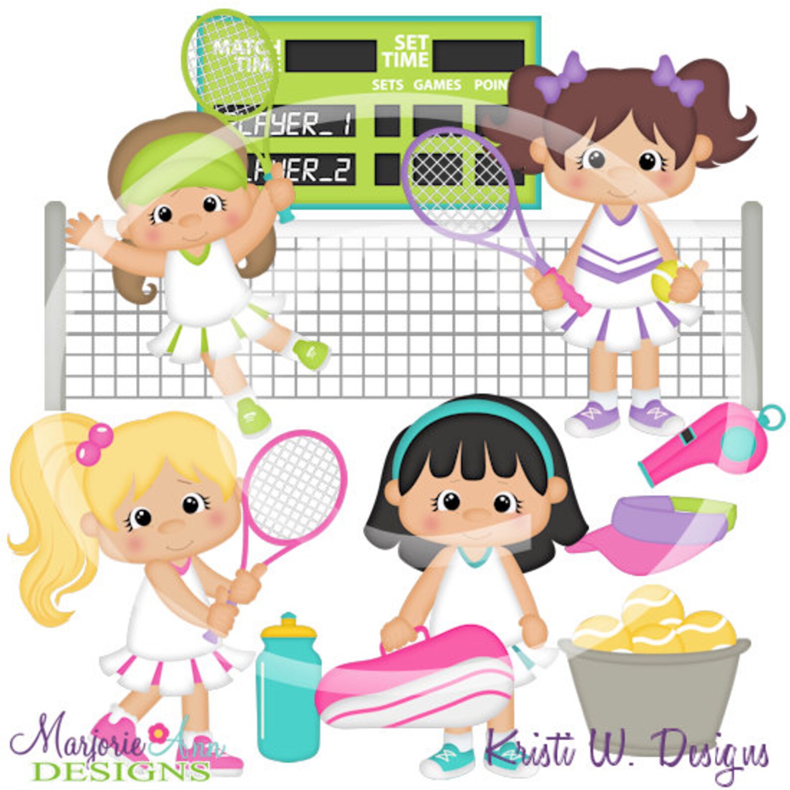 Tennis Girls Clipart-instant Download-digital Clipart-png Clip | Etsy