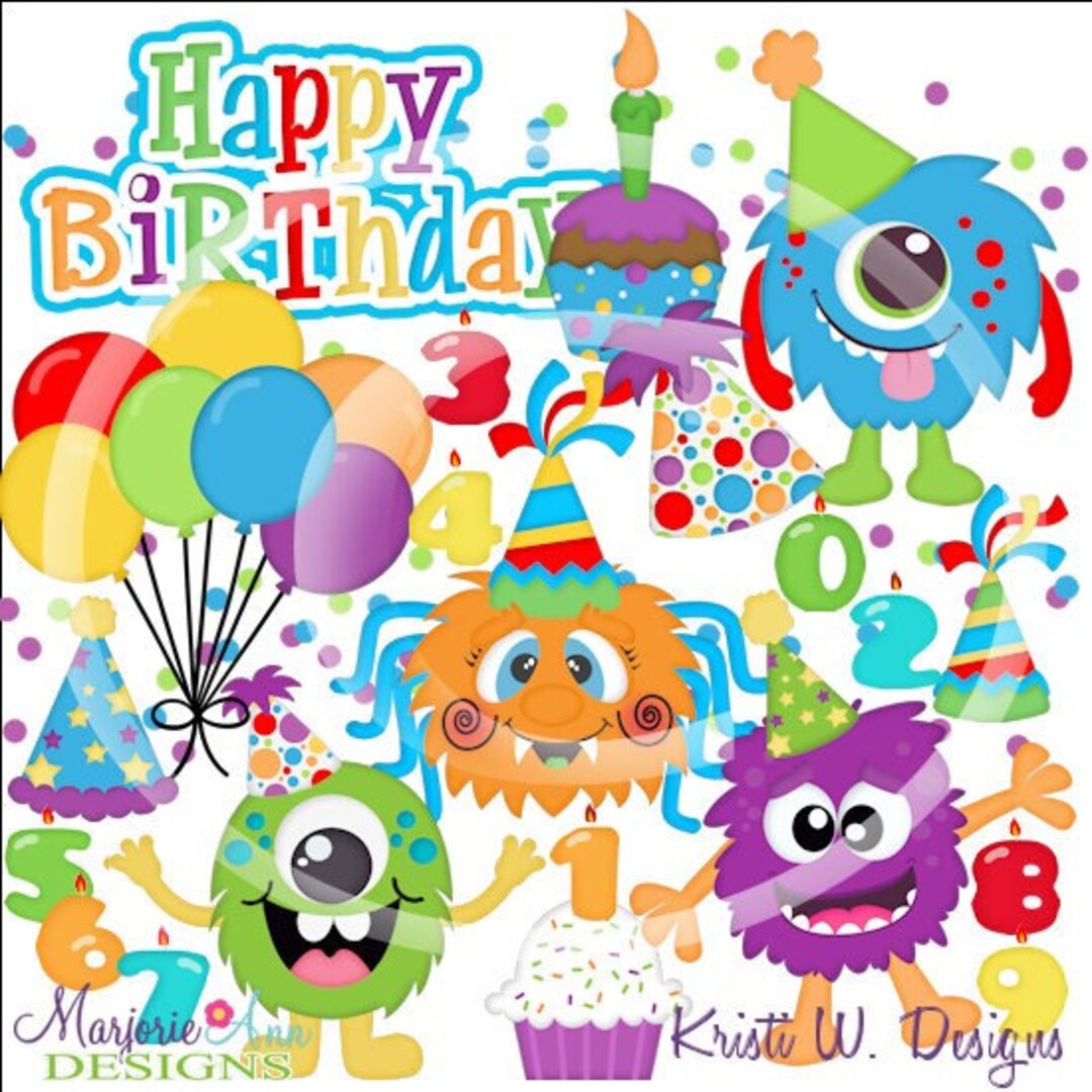 Birthday Monster Clip Art-digital Clipart-png Clip Art-digital ...
