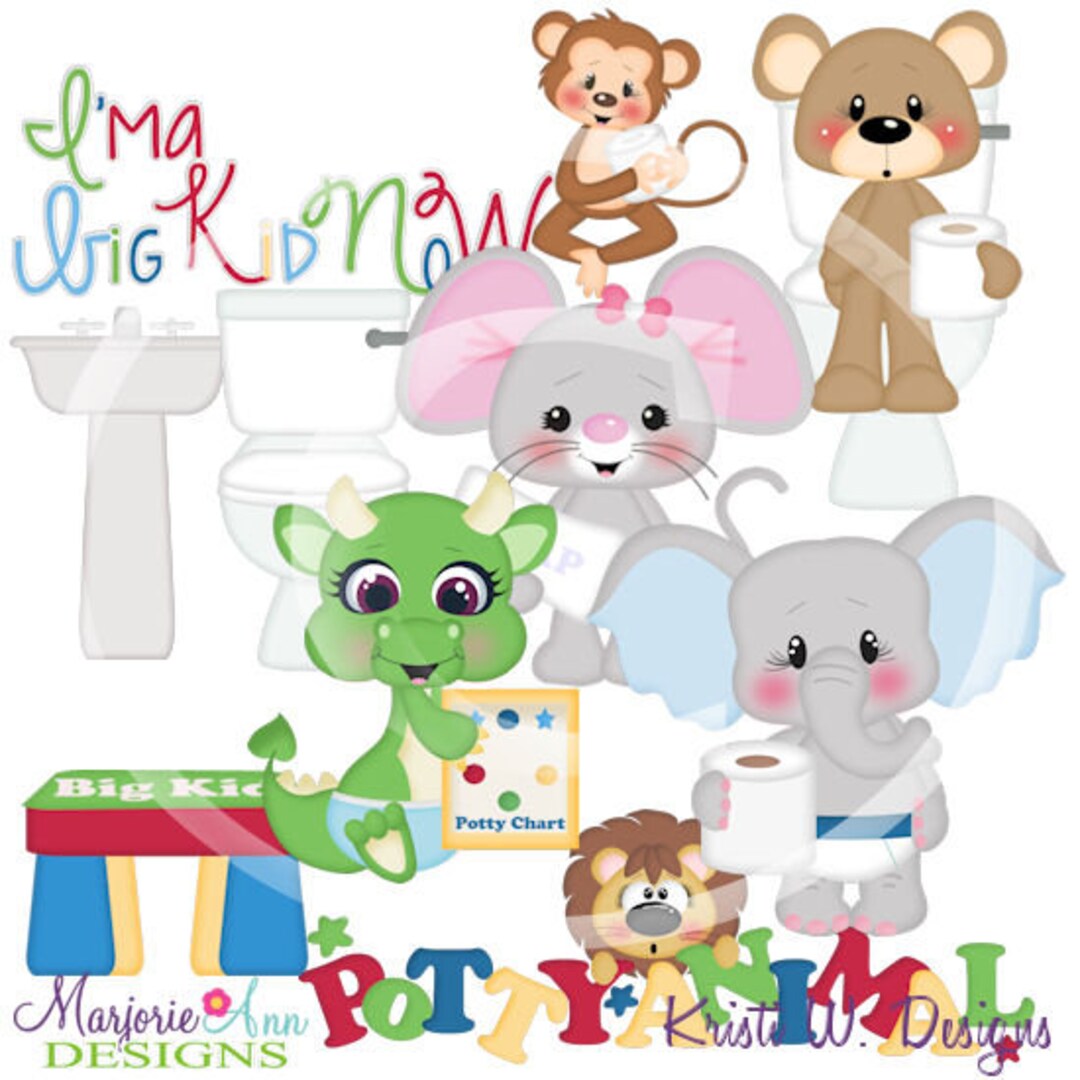 Potty Animals Potty Training Clip Art-digital Clipart-png Clip Art ...