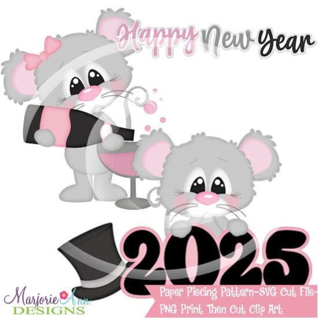 SVG Cut Files/paper Piecing/png Clip Art-new Year Mice 2025-scrapbook ...