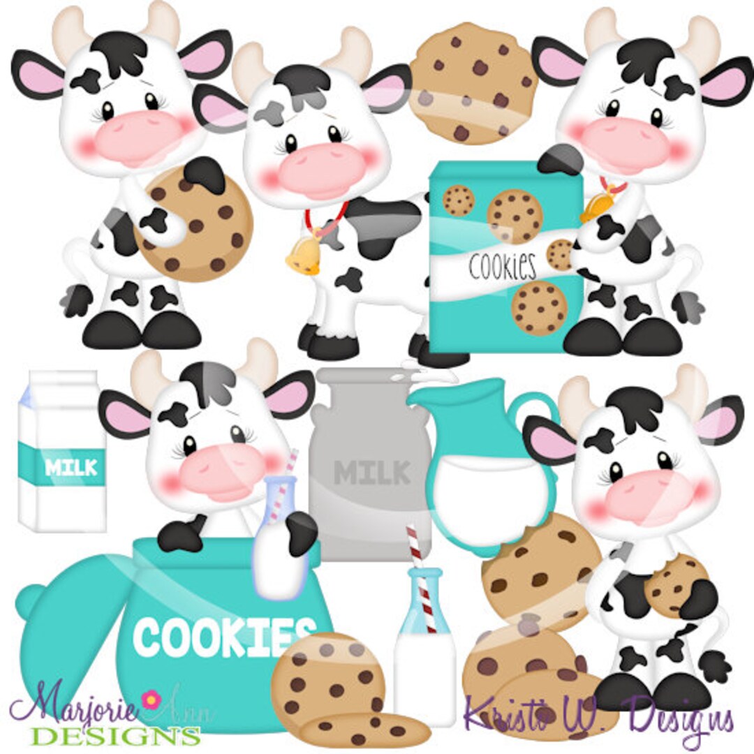 Cookies & Milk Cows Clipart-instant Download-digital Clipart-png Clip ...