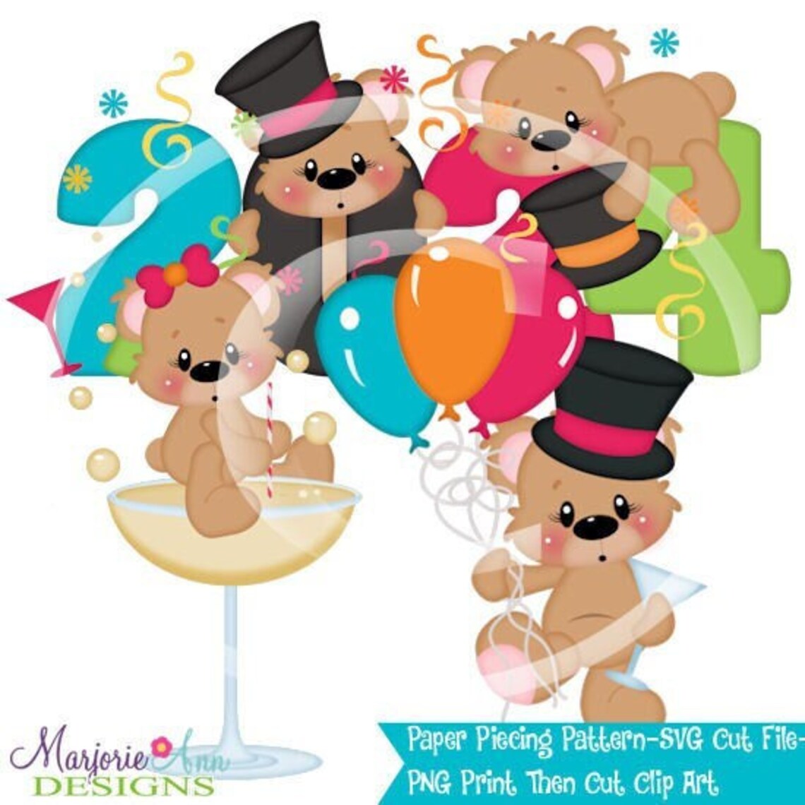SVG Cut Files/paper Piecing/png Clip Art-benny & Belinda New Year 2024 ...