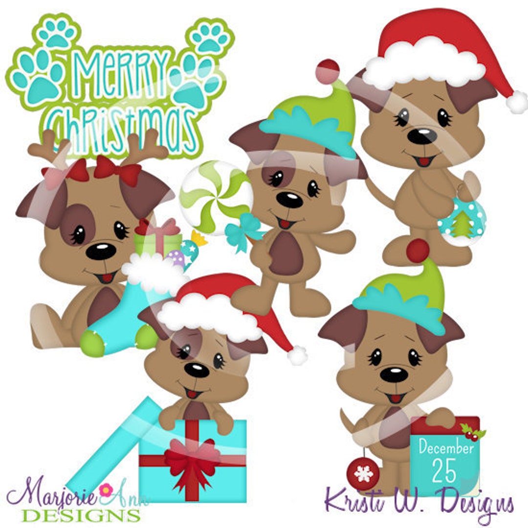 Digital Scrapbooking-christmas Dogs Clipart-instant Download-digital ...