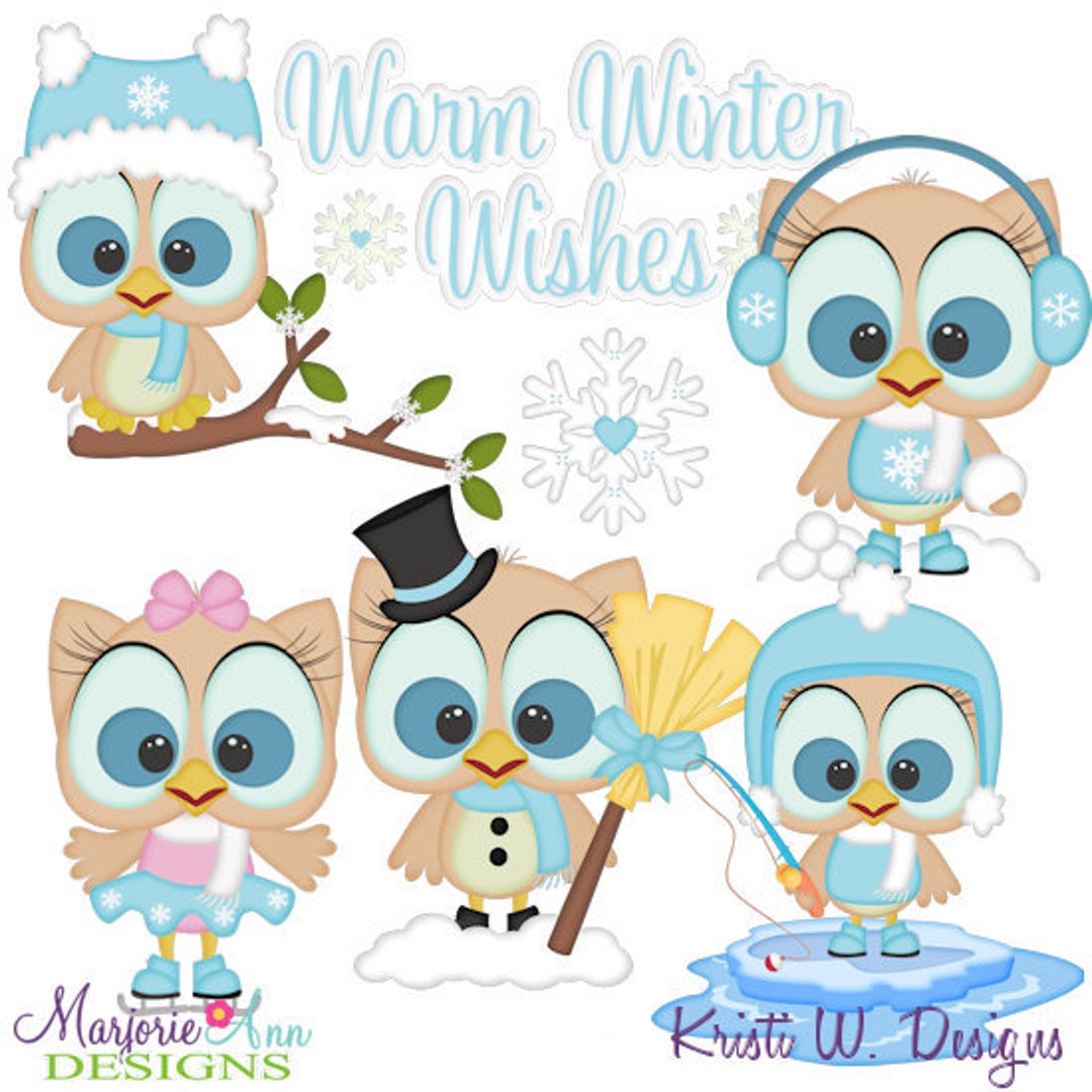 Winter Owls Clipart-instant Download-digital Clipart-winter Clip Art ...