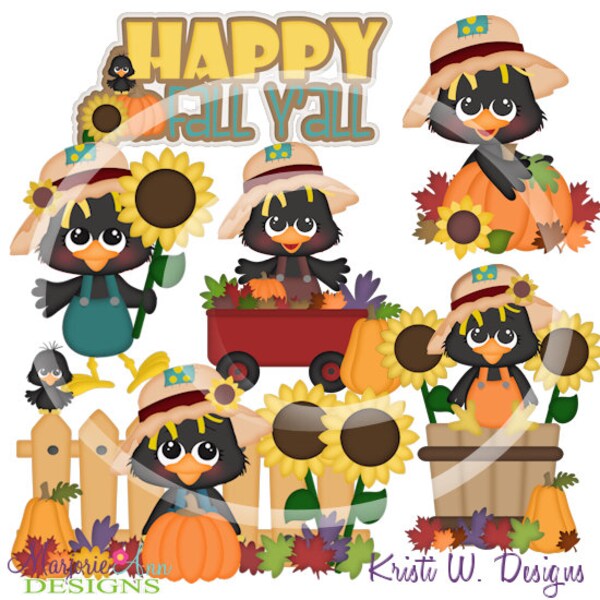 Cute Crow Clipart - Etsy