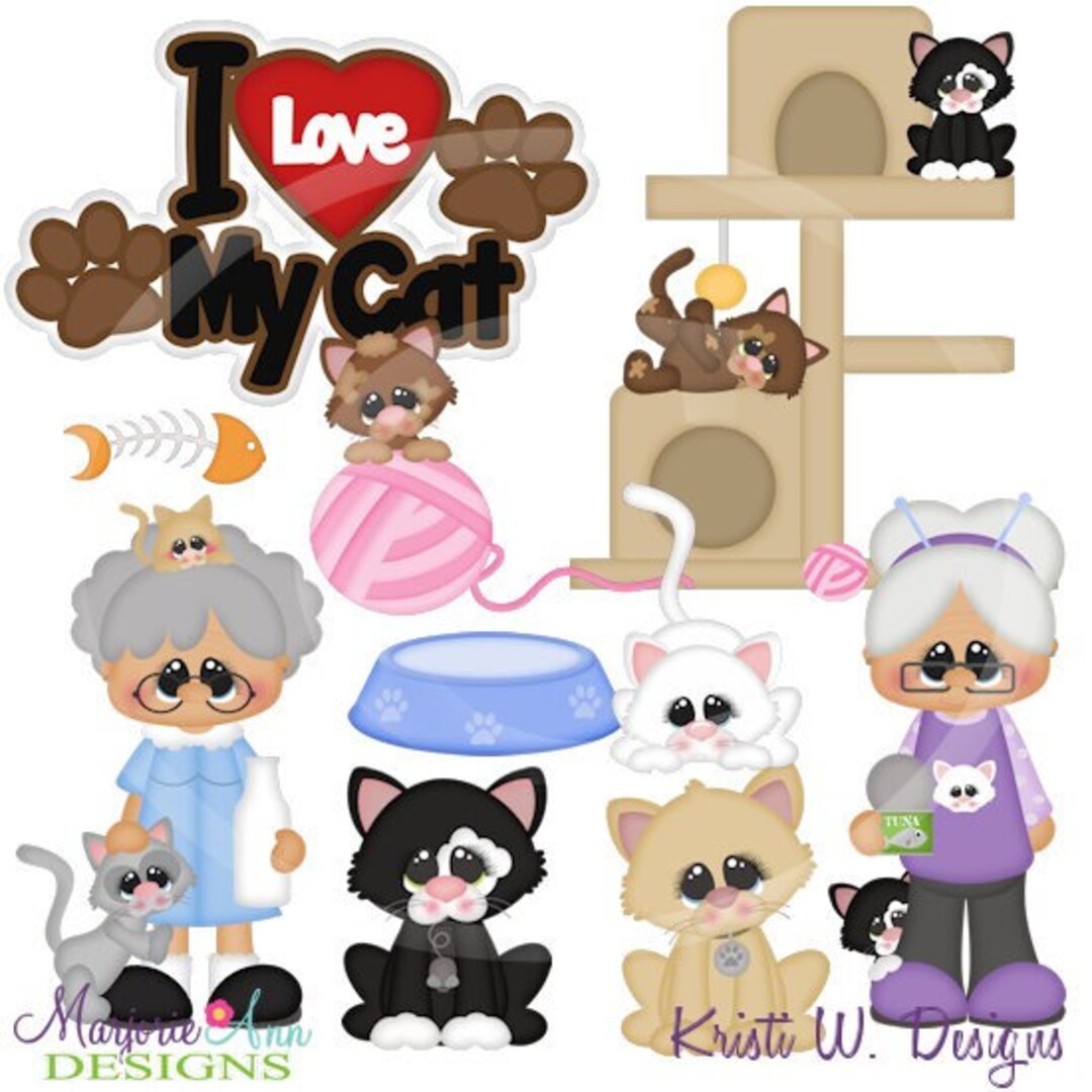 I Love My Cats Clip Art-digital Clipart-png Clip Art-digital ...
