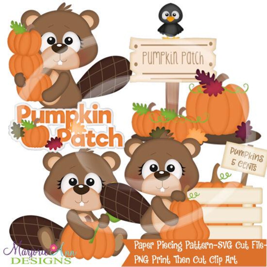 SVG Cut Files/paper Piecing/png Clip Art-pumpkin Patch Beavers ...