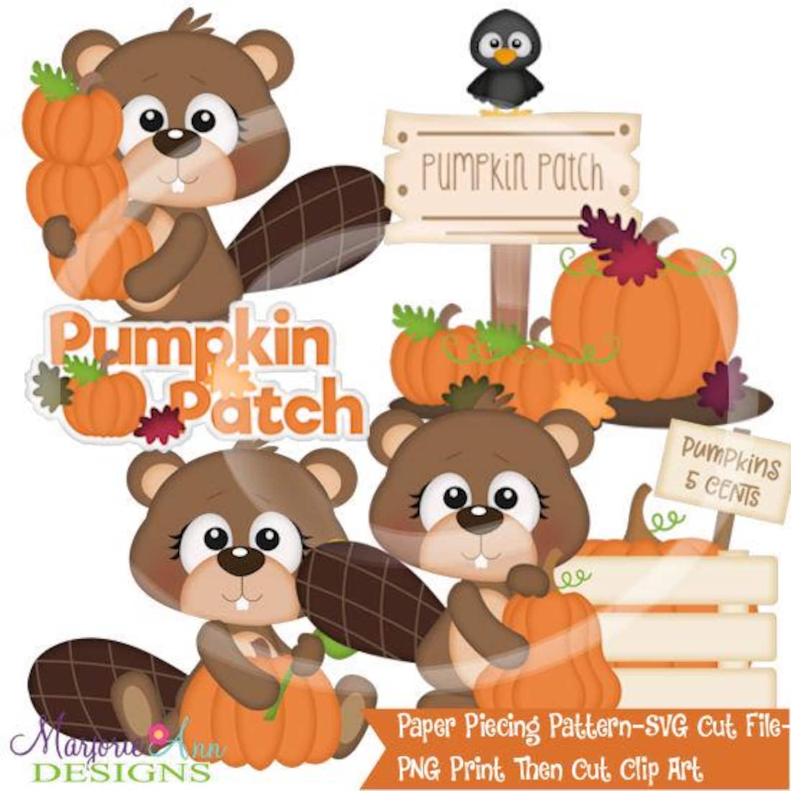 SVG Cut Files/paper Piecing/png Clip Art-pumpkin Patch Beavers ...
