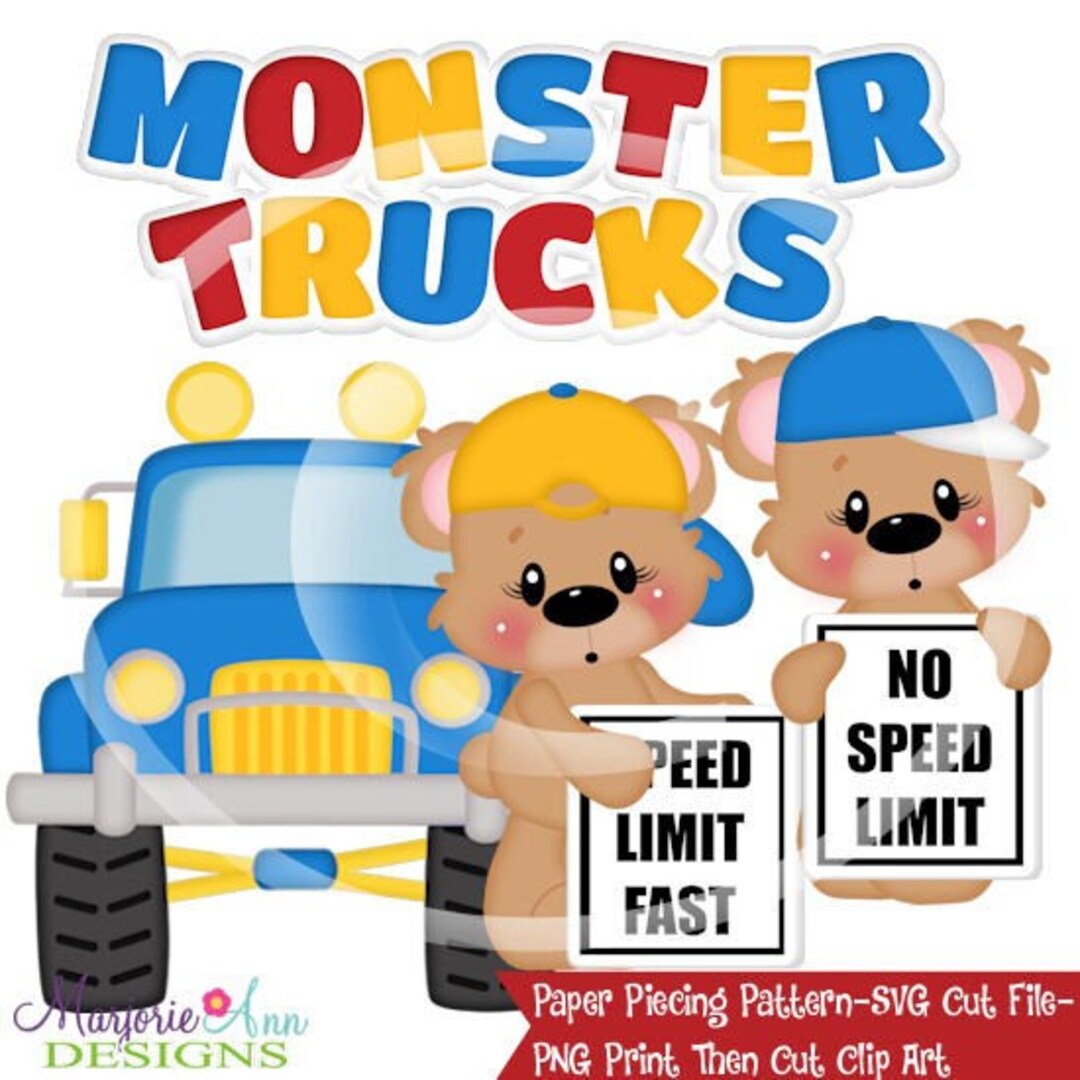 SVG Cut Files/paper Piecing/png Clip Art-benny Monster Trucks Scrapbook ...