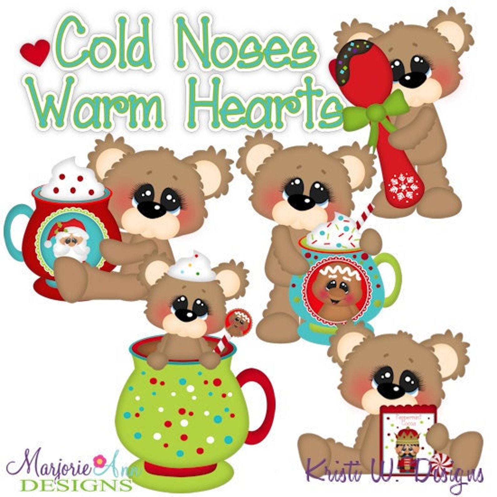 Cold Noses Warm Hearts Clip Art-digital Clipart-png Clip - Etsy