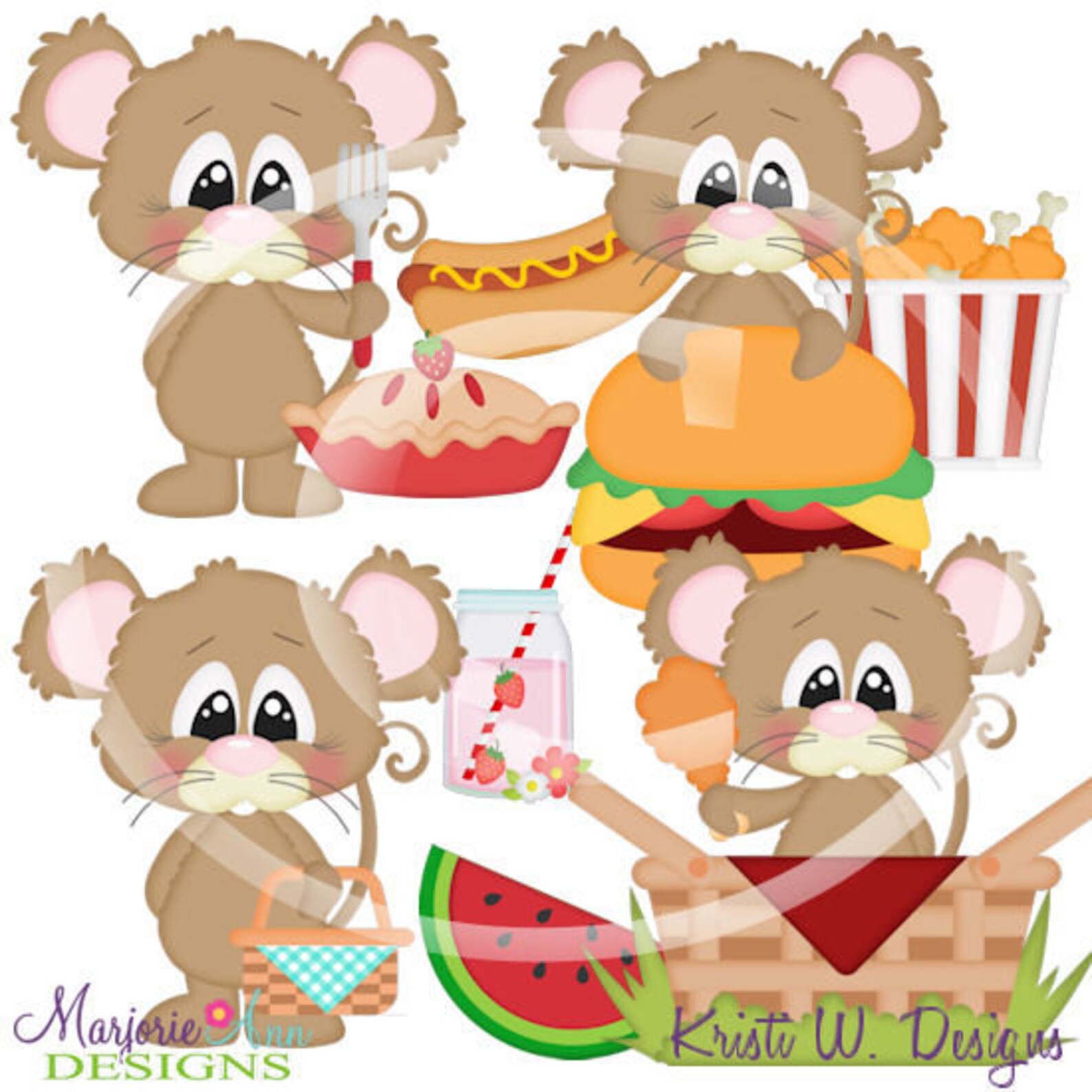 Picnic Mice Clip Art-instant Download-digital Clipart-picnic - Etsy