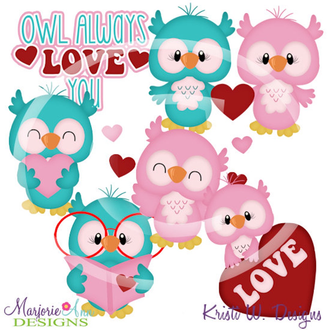 Valentine Owls Love You Clip Art-instant Download-digital Clipart ...