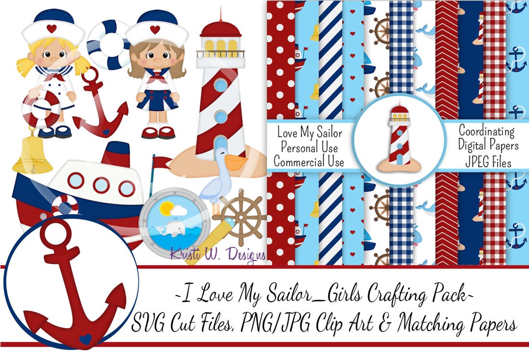 I Love My Sailor-girls Crafting Pack/svg Cutting Files/paper Piecing ...
