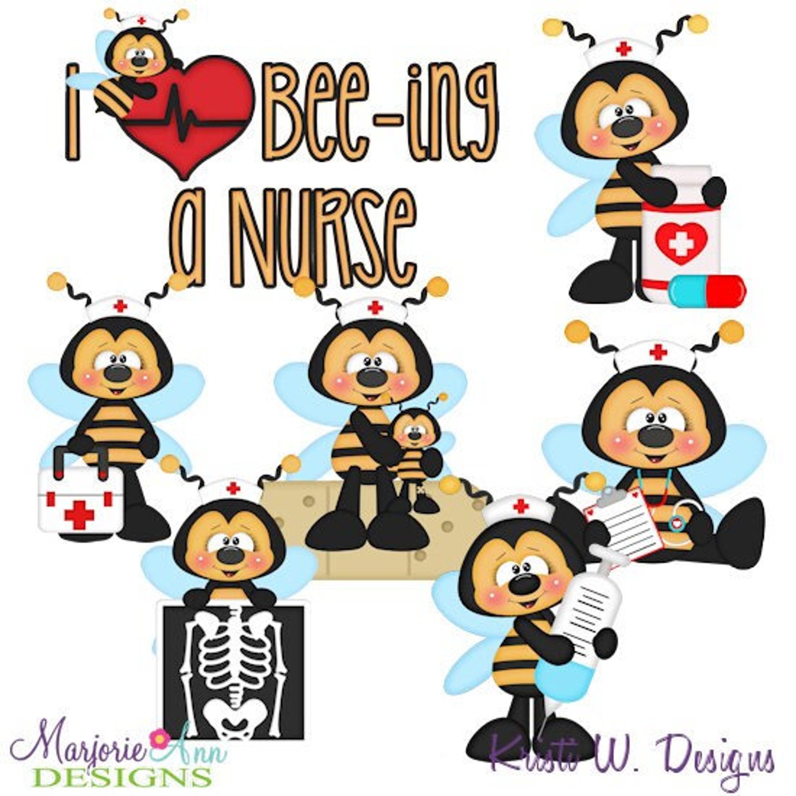 I Love Bee-ing A Nurse Clip Art-instant Download-digital - Etsy