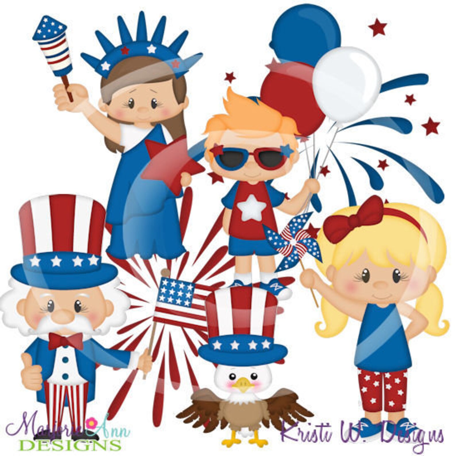 Happy 4th of July Clipart-digital Clipart-png Clip Art-digital - Etsy