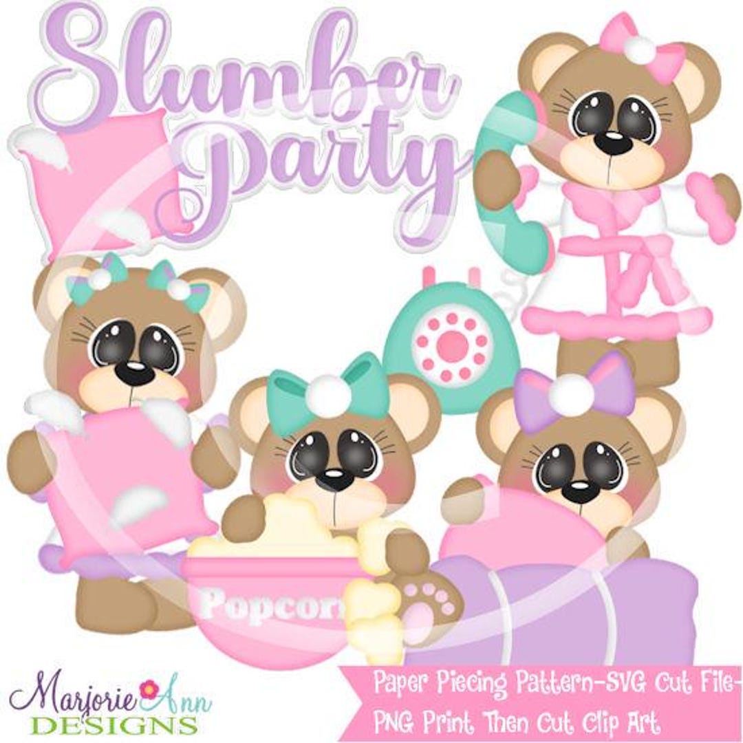 SVG Cut Files/paper Piecing/png Clip Art-slumber Party Bears-scrapbook ...