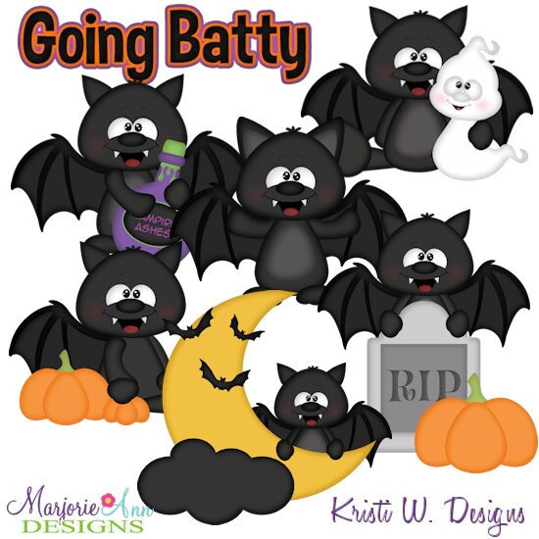 Going Batty Halloween Bat Clipart-instant Download-digital Clipart-png ...