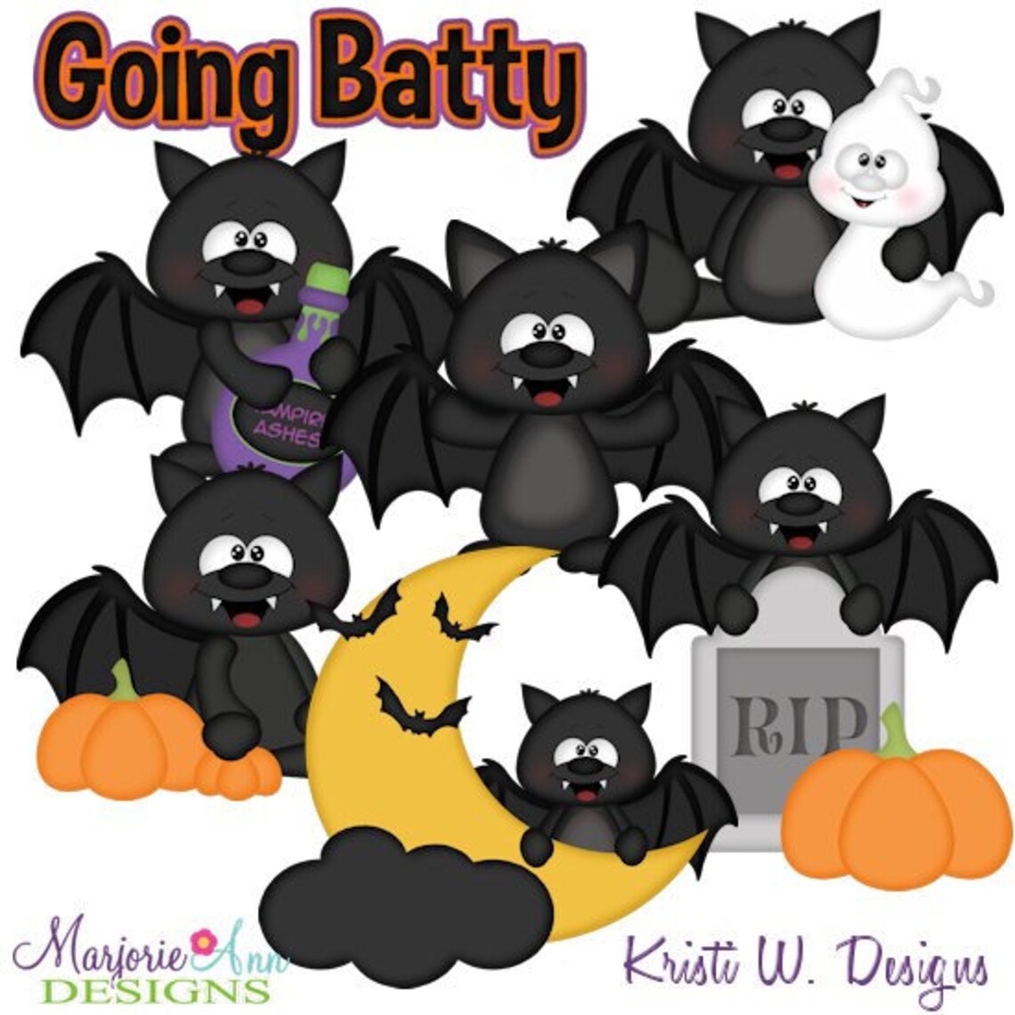 Going Batty Halloween Bat Clipart-instant Download-digital - Etsy
