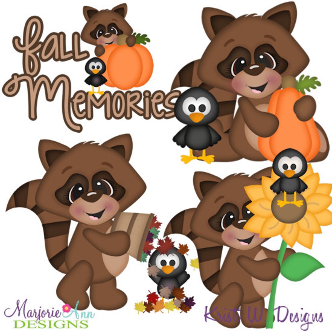 Fall Memories Racoons Clip Art-instant Download-digital Clipart ...