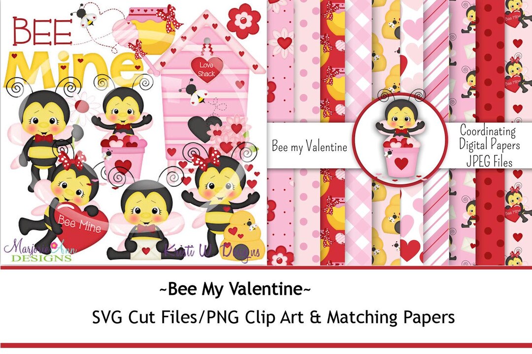 Bee My Valentine Crafting Pack/svg Cutting Files/paper Piecing/clipart ...