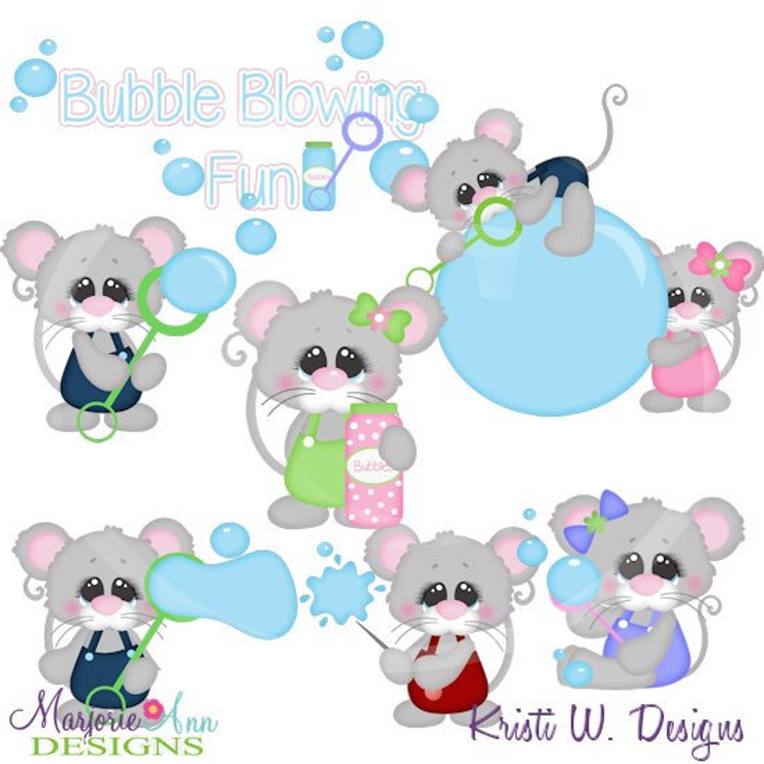 Bubble Blowing Fun Mice Clipart-instant Download-digital Clipart-png ...