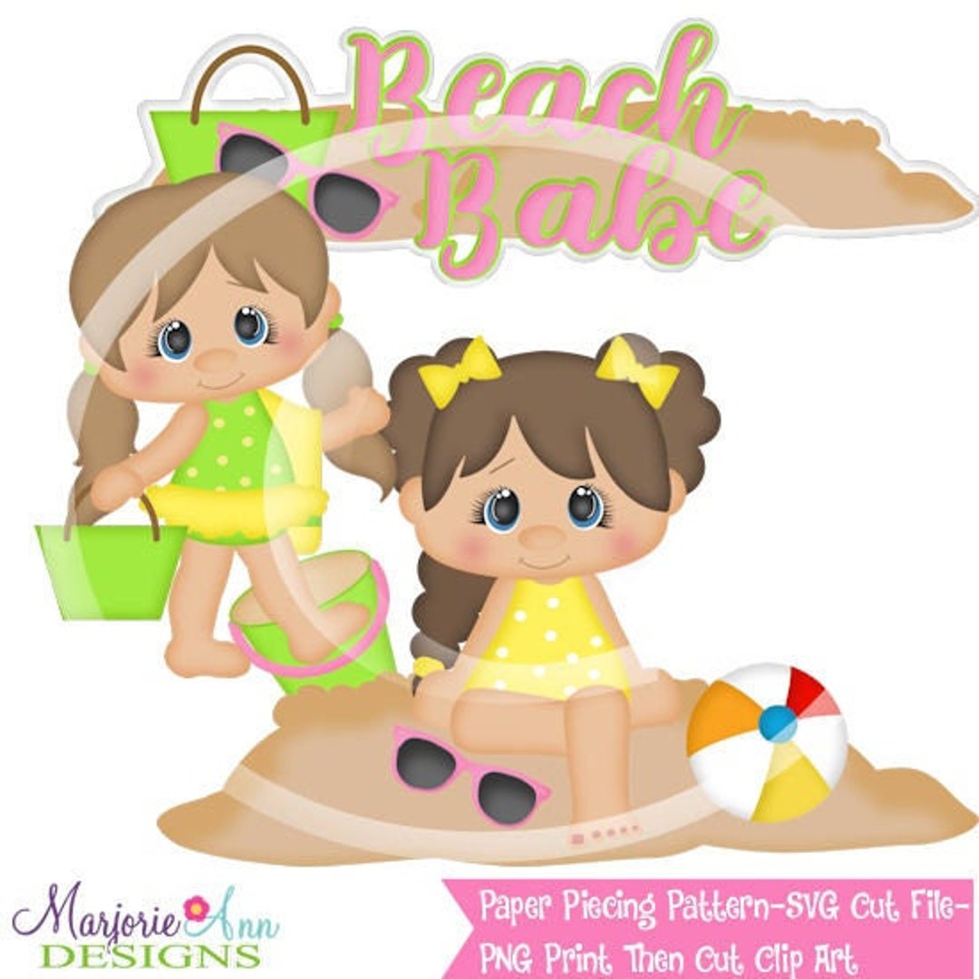SVG Cut Files Paper Piecing PNG Clip Art Beach Day Girls Instant ...