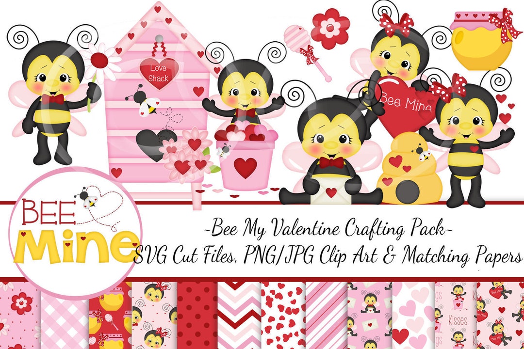 Valentine Cute Bees Crafting Pack/svg Cutting Files/paper Piecing ...