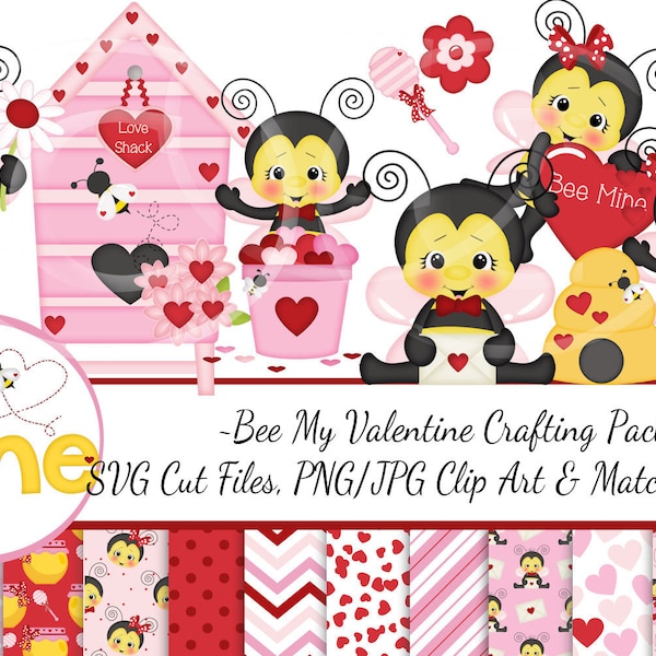 Cute Bee Valentine Clipart - Etsy
