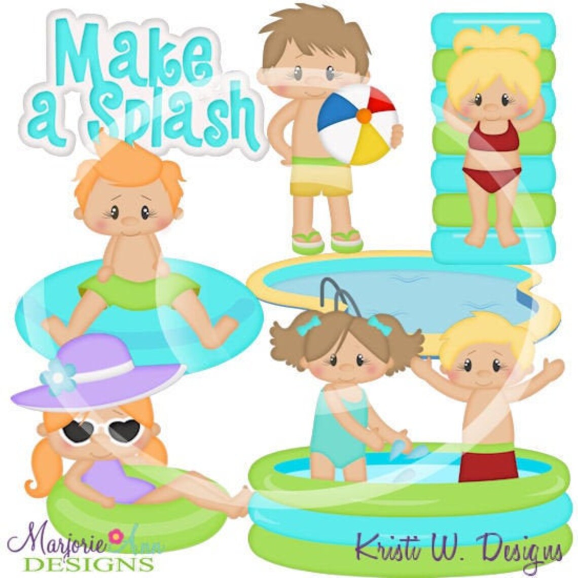 Pool Party 2 Clipart-digital Clipart-png Clip Art-digital - Etsy