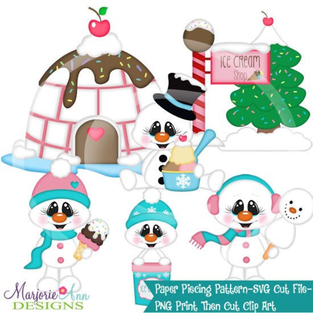 SVG Cut Files/paper Piecing/png Clip Art-winter Ice Cream Shop-instant ...