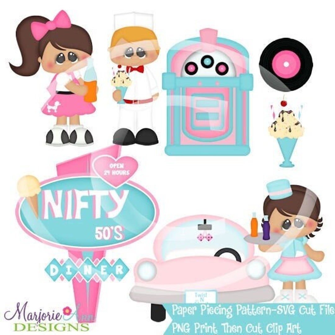 SVG Cut Files/paper Piecing/png Clip Art-50's Diner-instant Download ...