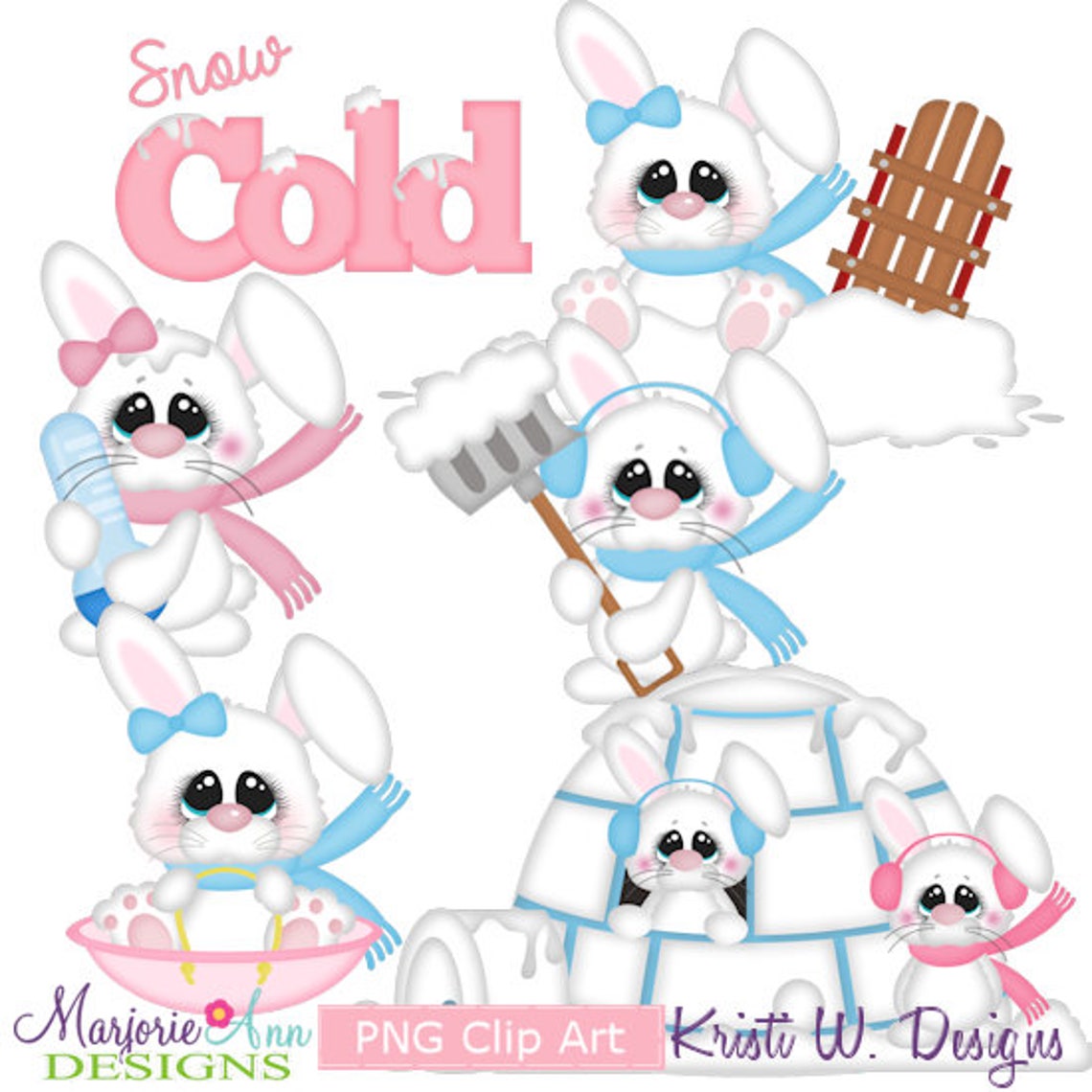 Snow Cold Bunnies Clipart-instant Download-digital Clipart-png - Etsy