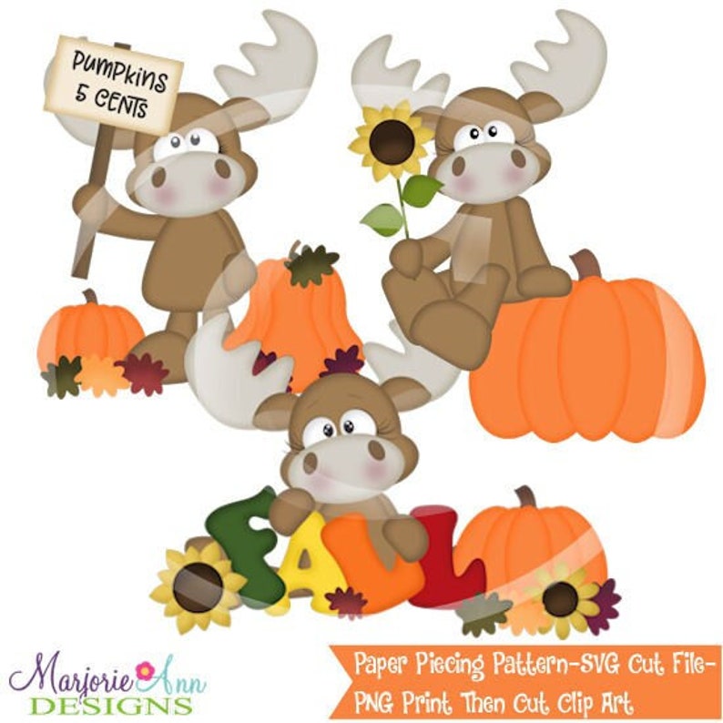 SVG Cut Files/paper Piecing/png Clip Art-fall Moose-scrapbook Elements ...