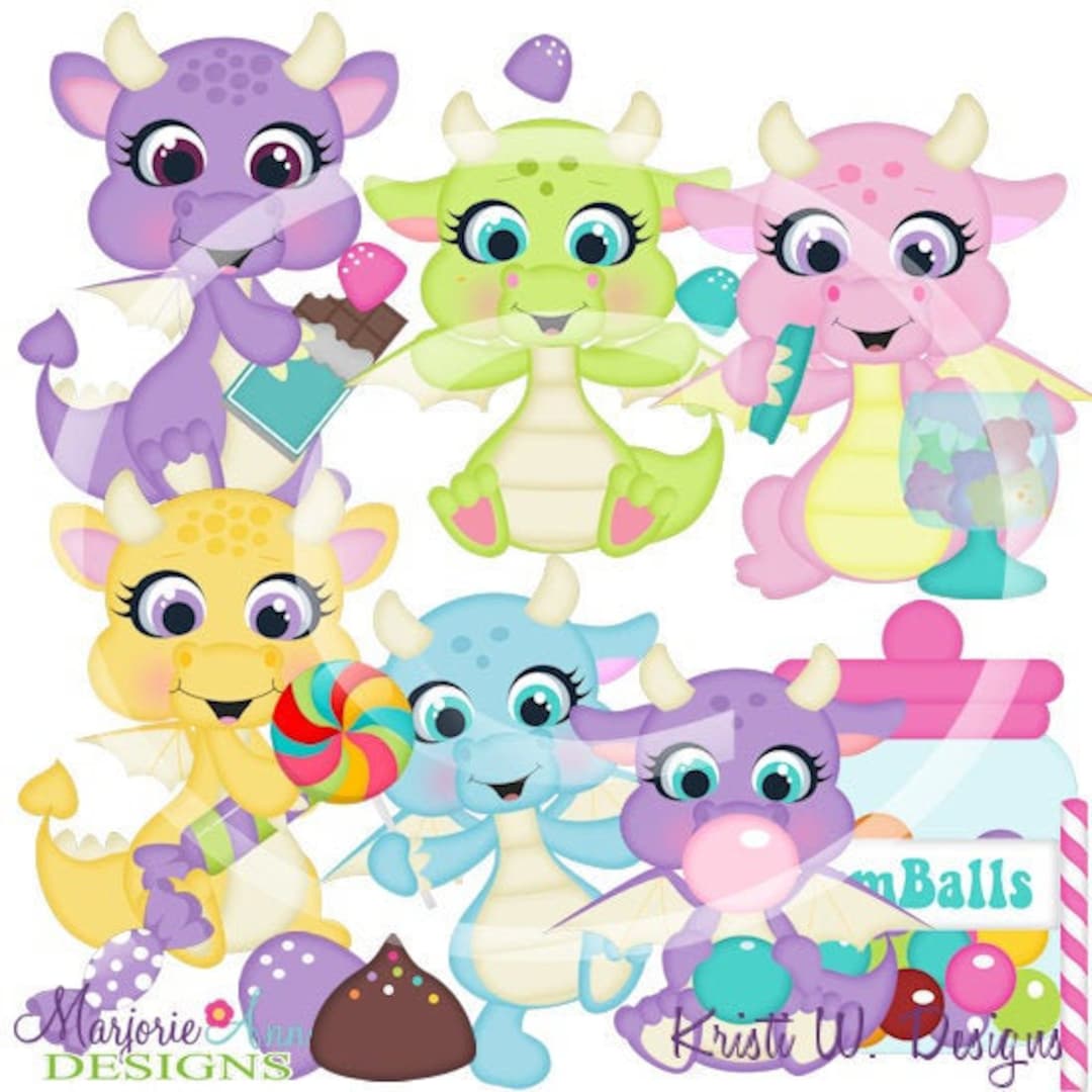 Digital Scrapbooking-sweet Dragons Clipart-instant Download-digital ...