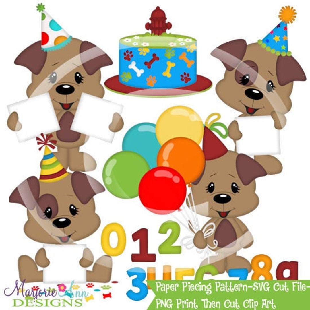 SVG Cut Files/paper Piecing/png Clip Art-birthday Dog Numbers-instant ...