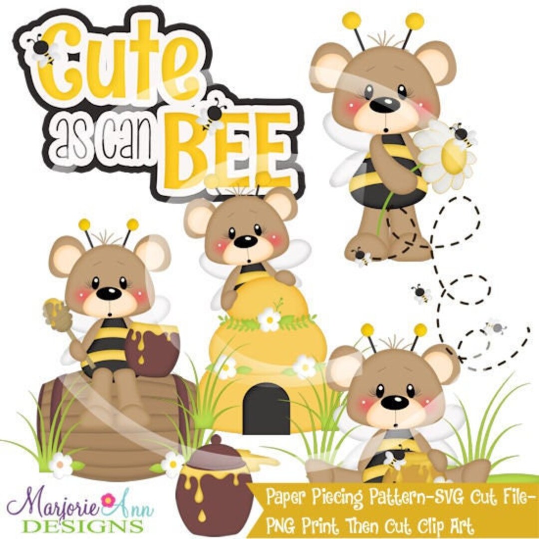 SVG Cut Files/paper Piecing/png Clip Art-franklin Cute Bees-instant ...
