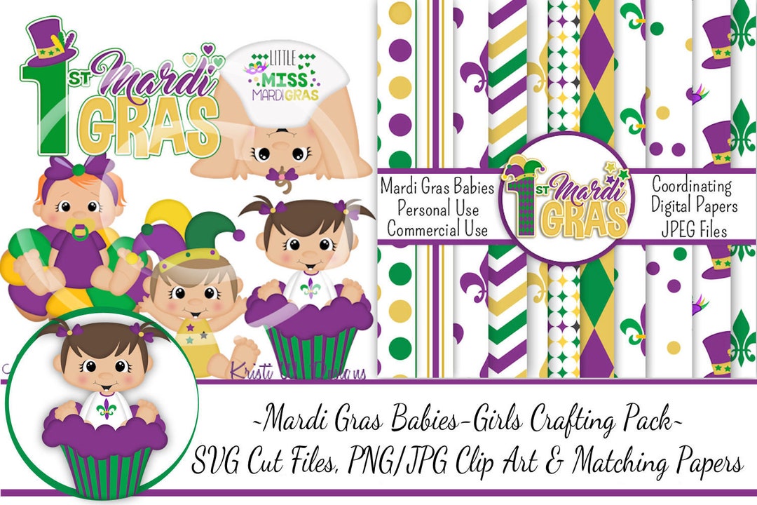 Mardi Gras Babies-girls Crafting Pack/svg Cutting Files/paper Piecing ...