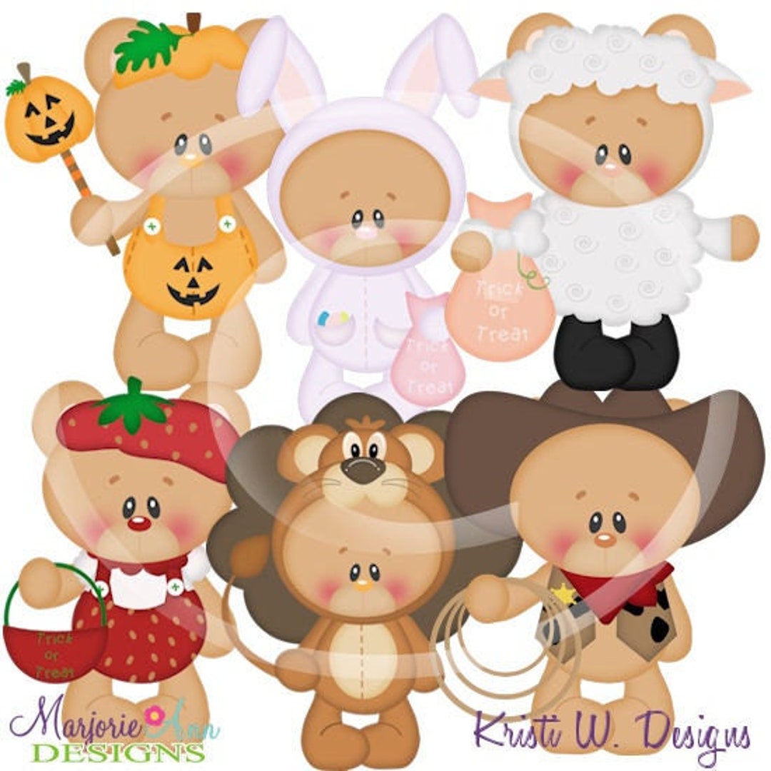 Marshmallow Bear Halloween Costumes Clipart-instant Download-digital ...