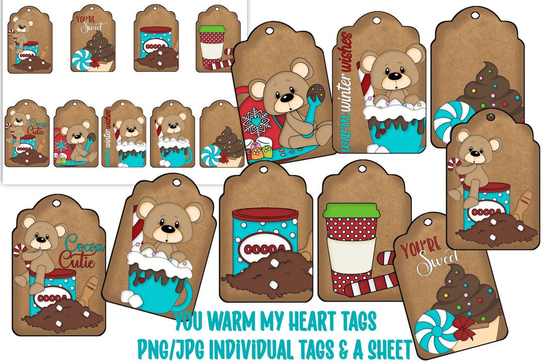 You Warm My Heart Hot Cocoa Printable Tags, Digital Tags & Sheet Tags ...