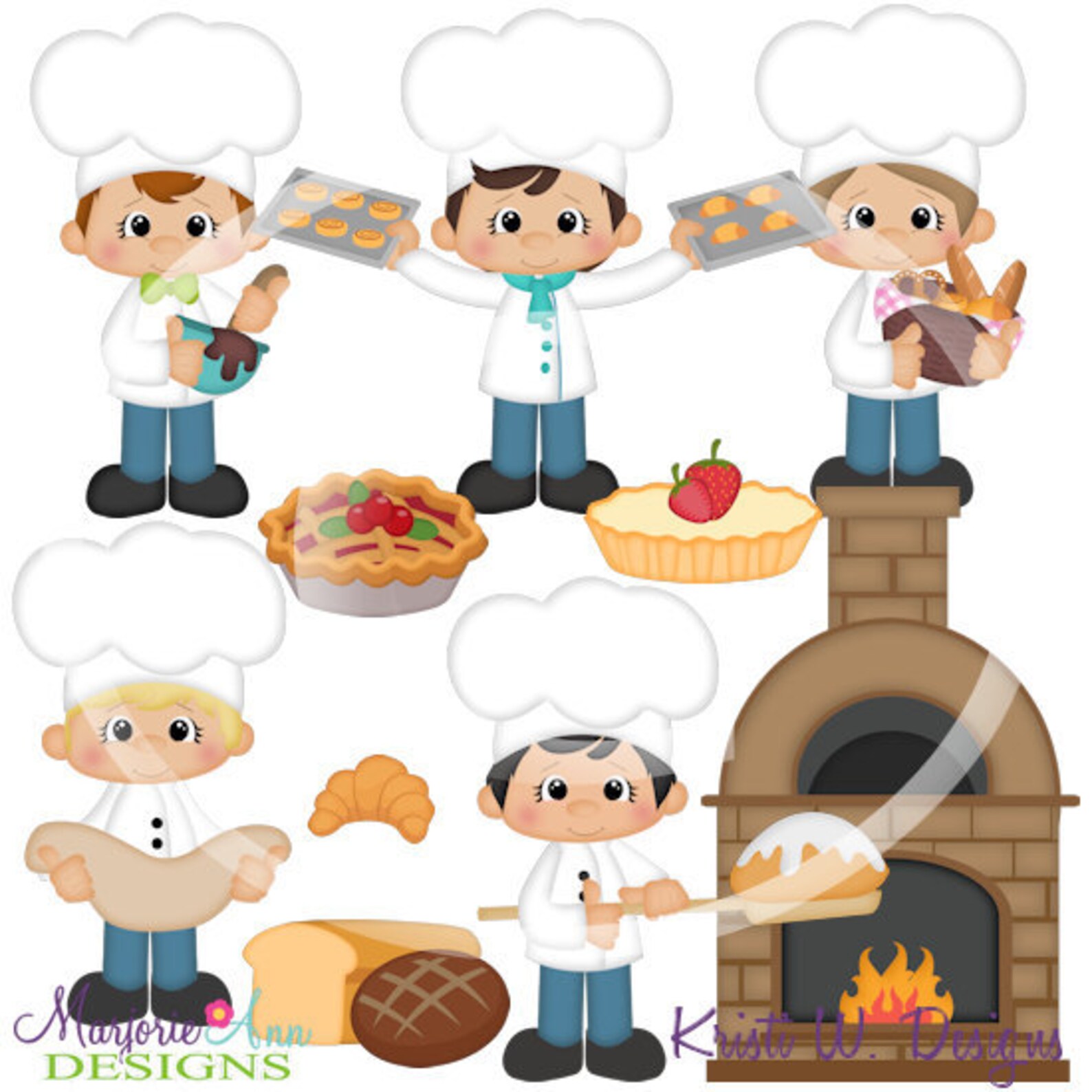 Baking Boys Clip Art-Digital Clipart-PNG clip art-digital scrapbooking ...