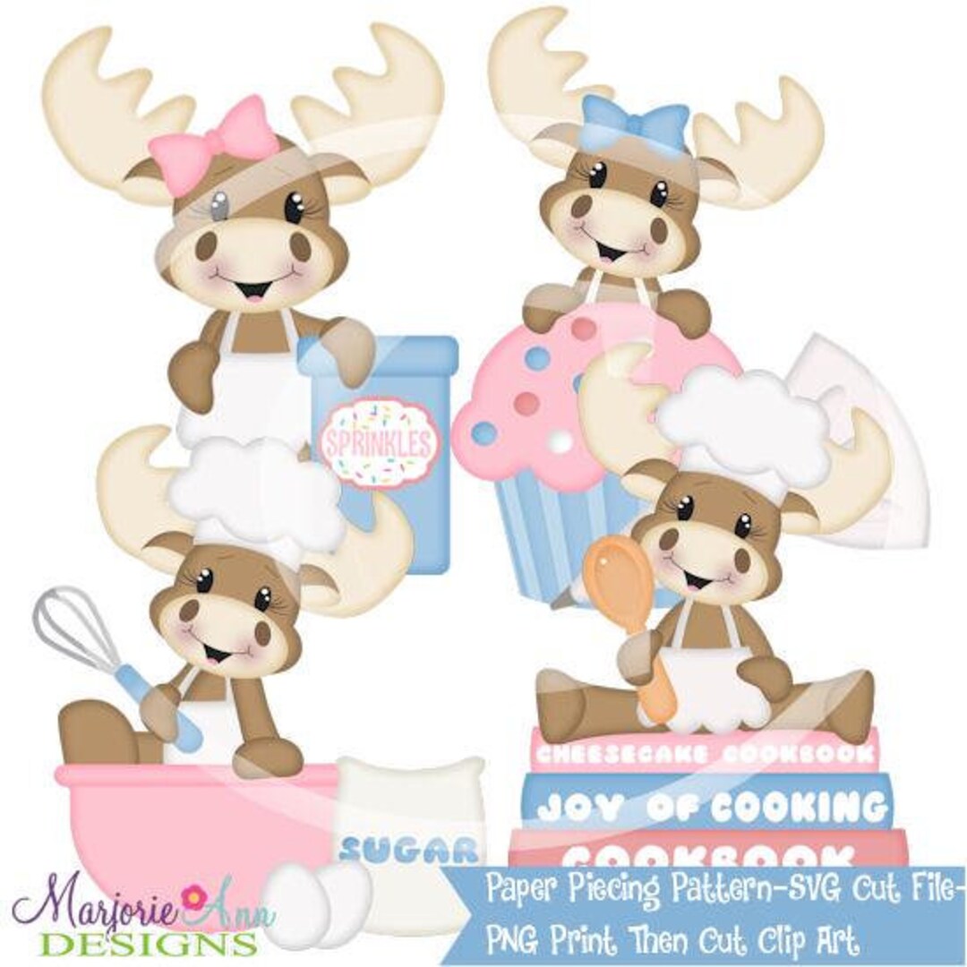 SVG Cut Files/paper Piecing/png Clip Art-baking Moose-scrapbook ...