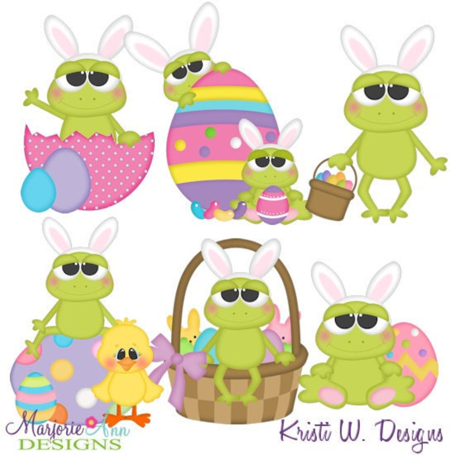 Easter Frolic Frogs Clipart-instant Download-digital - Etsy