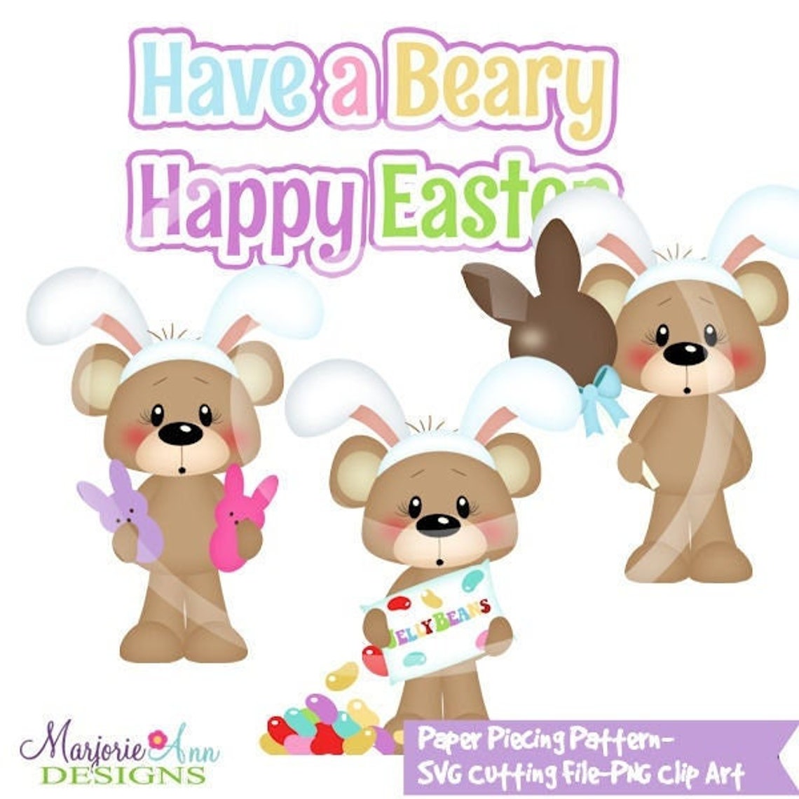 SVG Cut Files/paper Piecing-have A Beary Happy Easter 2-svg-clip Art ...