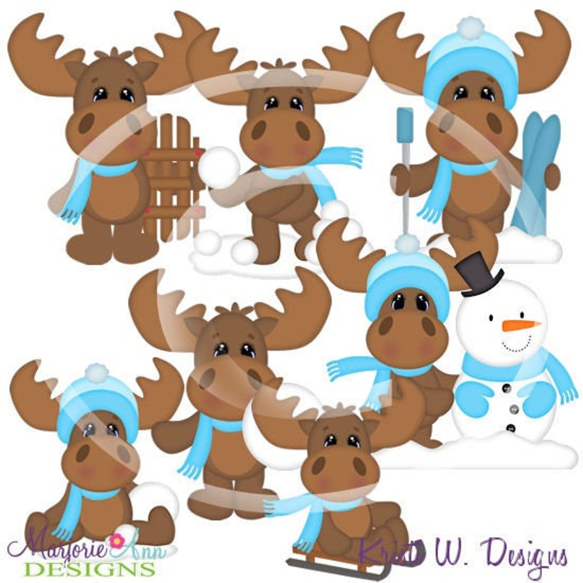 Mike the Moose Loves Winter Clip Art-digital Clipart-png Clip - Etsy