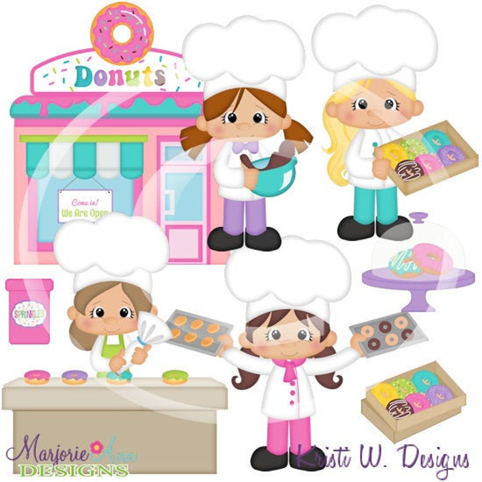 Baking Girls Clip Art-digital Clipart-png Clip Art-digital - Etsy