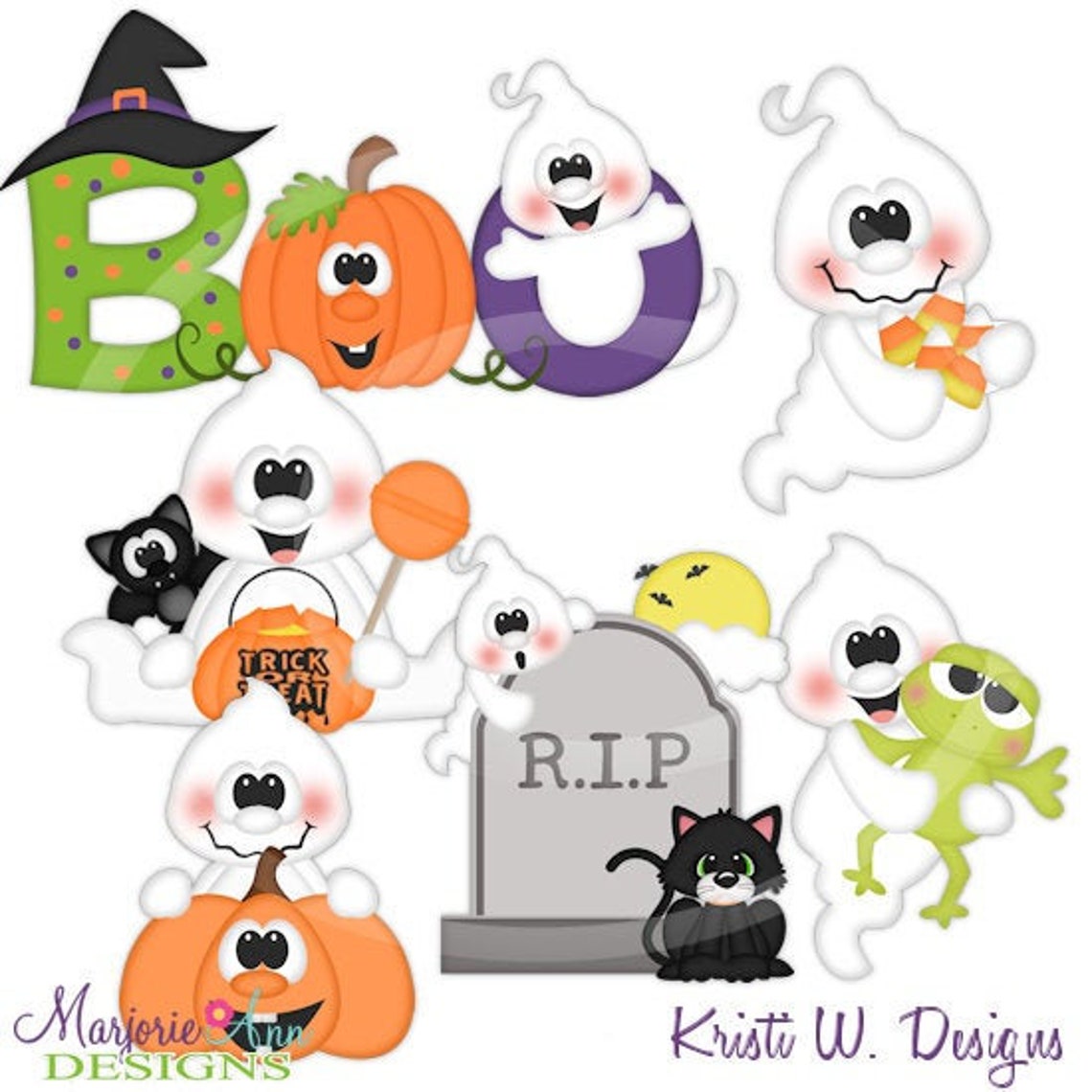 Halloween Ghosts Clipart-instant Download-digital Clipart-png - Etsy