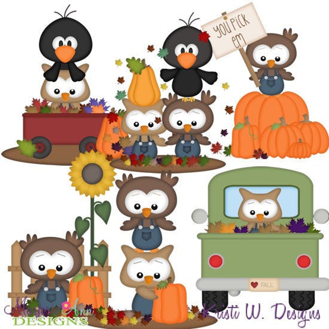 Autumn Owls Clip Art-digital Clipart-png Clip Art-digital Scrapbooking ...