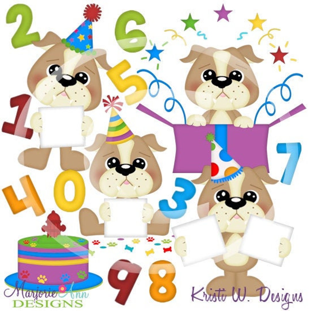 Happy Barkday Birthday Numbers Clip Art-instant Download-digital ...